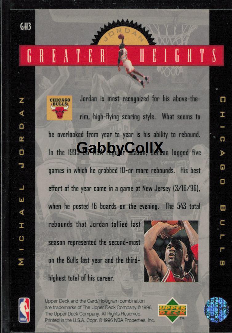 1996-97 Upper Deck #GH3 Michael Jordan Michael Jordan Greater Heights ...